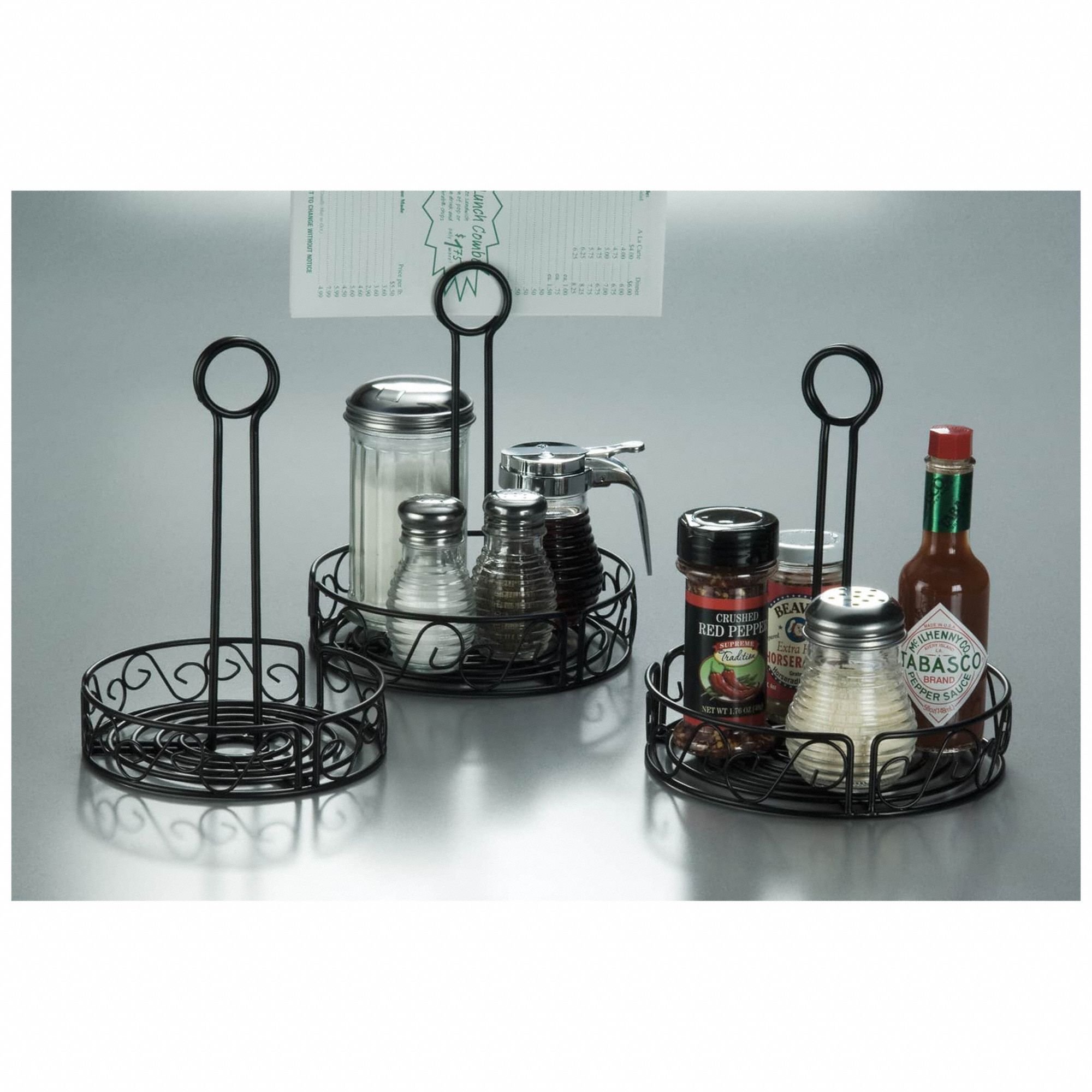 AMERICAN METALCRAFT, Black, 9 in Overall Ht, Round Condiment Rack ...