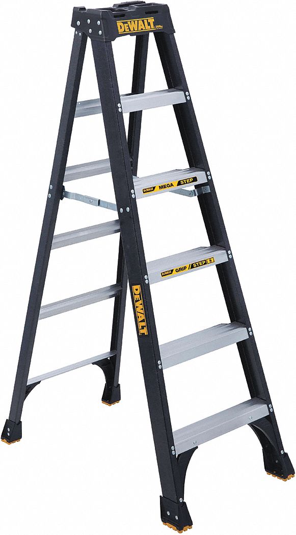 DEWALT, 6 ft Ladder Size, Fiberglass, Stepladder - 20X978|DXL3010-06 ...