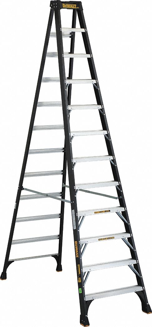 DEWALT, 12 ft Ladder Size, Fiberglass, Stepladder - 20X982|DXL3010-12 ...