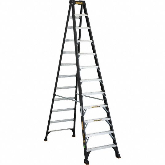 DEWALT, 12 ft Ladder Size, Fiberglass, Stepladder - 20X982|DXL3010-12 ...