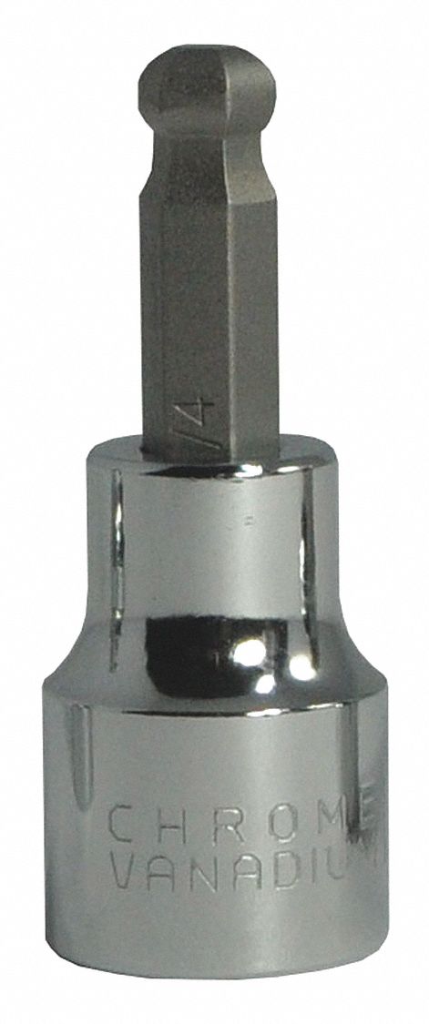 Socket Bit, Insert Length 63/64 in, Tip Size 1/4 in - Grainger