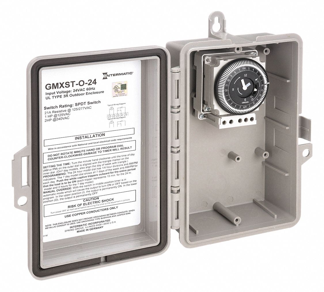 INTERMATIC, 24 hr, 24V AC, Electromechanical Timer - 20XF39|GMXST-O-24 ...