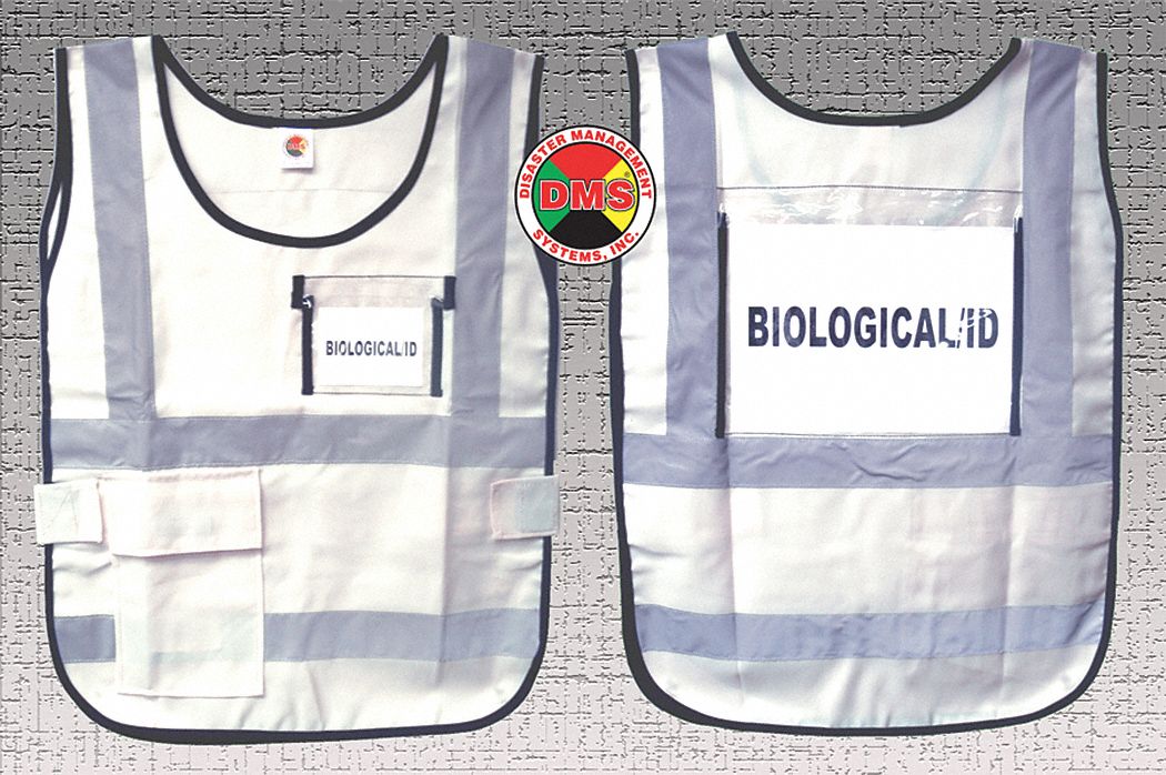 DISASTER MANAGEMENT SYSTEMS, Safety Vest ANSI Class Class 1, White ...