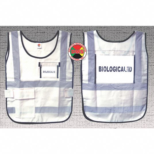 DISASTER MANAGEMENT SYSTEMS, Safety Vest ANSI Class Class 1, White ...