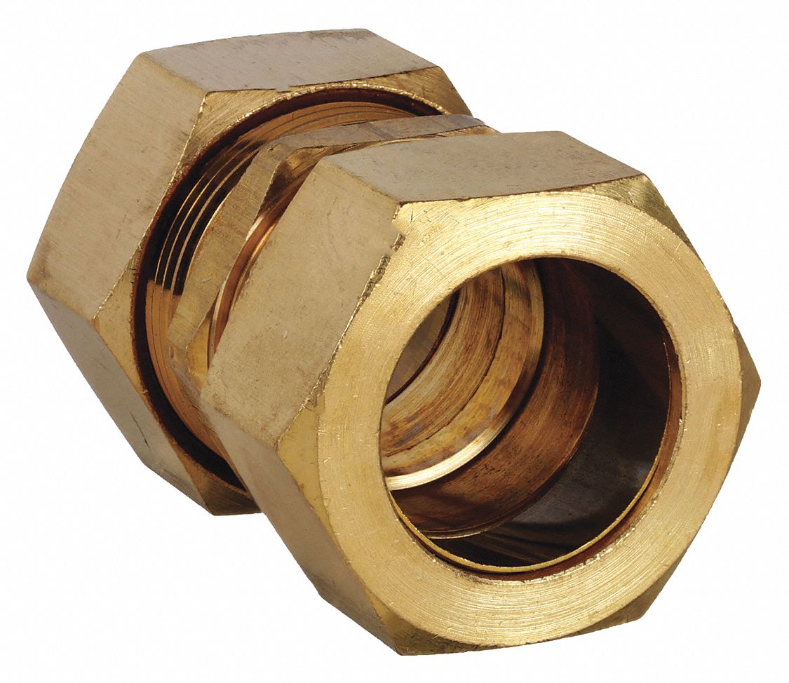 7/8 in OD x 7/8 in OD Fitting Size, Brass, Compression Fitting Union ...