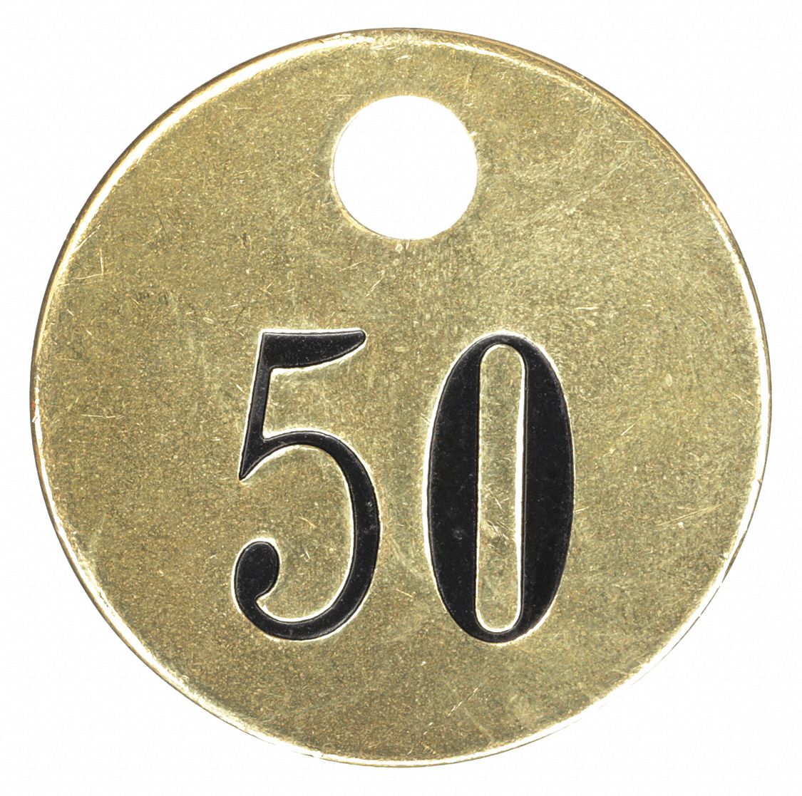 Pre-Numbered Tag, Tag Shape Round, Diameter 1 in, Width 1 in, Brass ...