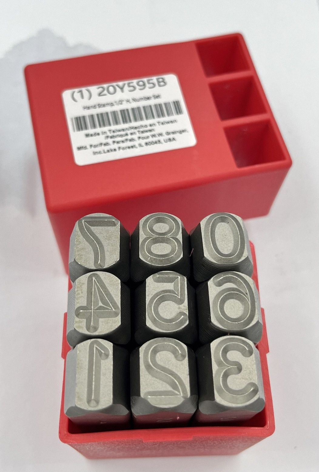 GRAINGER APPROVED 20Y595 Hand Stamp,1/2" H, Number Set 20Y595 ...