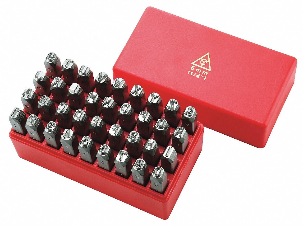 0 thru 9 (6 doubles as 9)/Ampersand (&)/A thru Z, 2 3/4 in Shank Lg ...