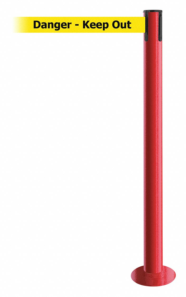 TENSABARRIER, Yellow, Danger Keep Out, Barrier Post with Belt - 20YG40 ...