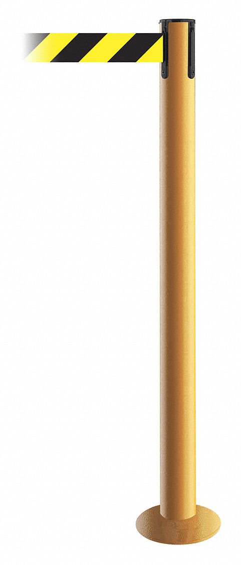 TENSABARRIER, Black/Yellow, Chevron, Barrier Post with Belt - 20YG57 ...