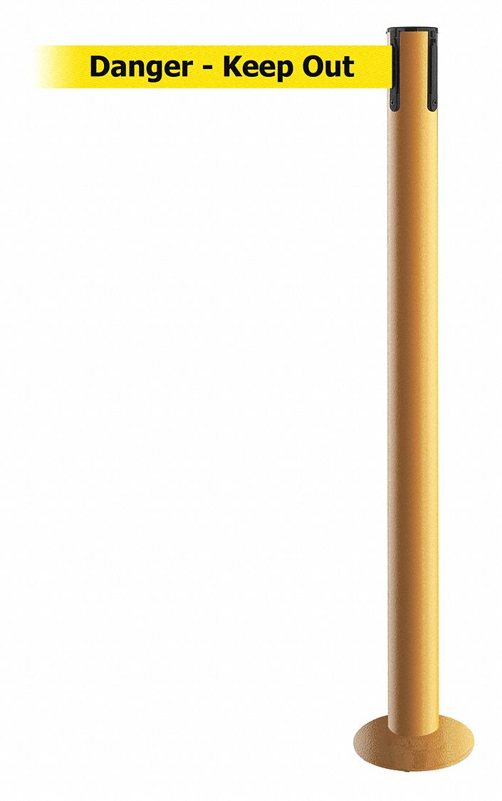 TENSABARRIER, Yellow, Danger Keep Out, Barrier Post with Belt - 20YG60 ...