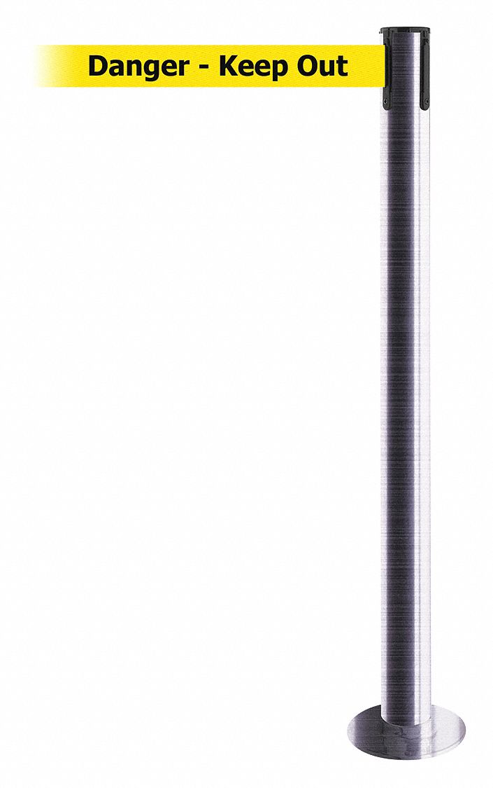 TENSABARRIER, Yellow, Danger Keep Out, Barrier Post with Belt - 20YG88 ...