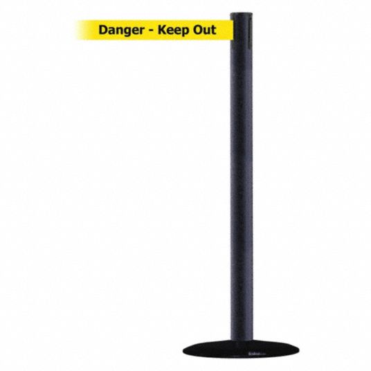 TENSABARRIER, Yellow, Danger Keep Out, Barrier Post with Belt - 20YJ93 ...