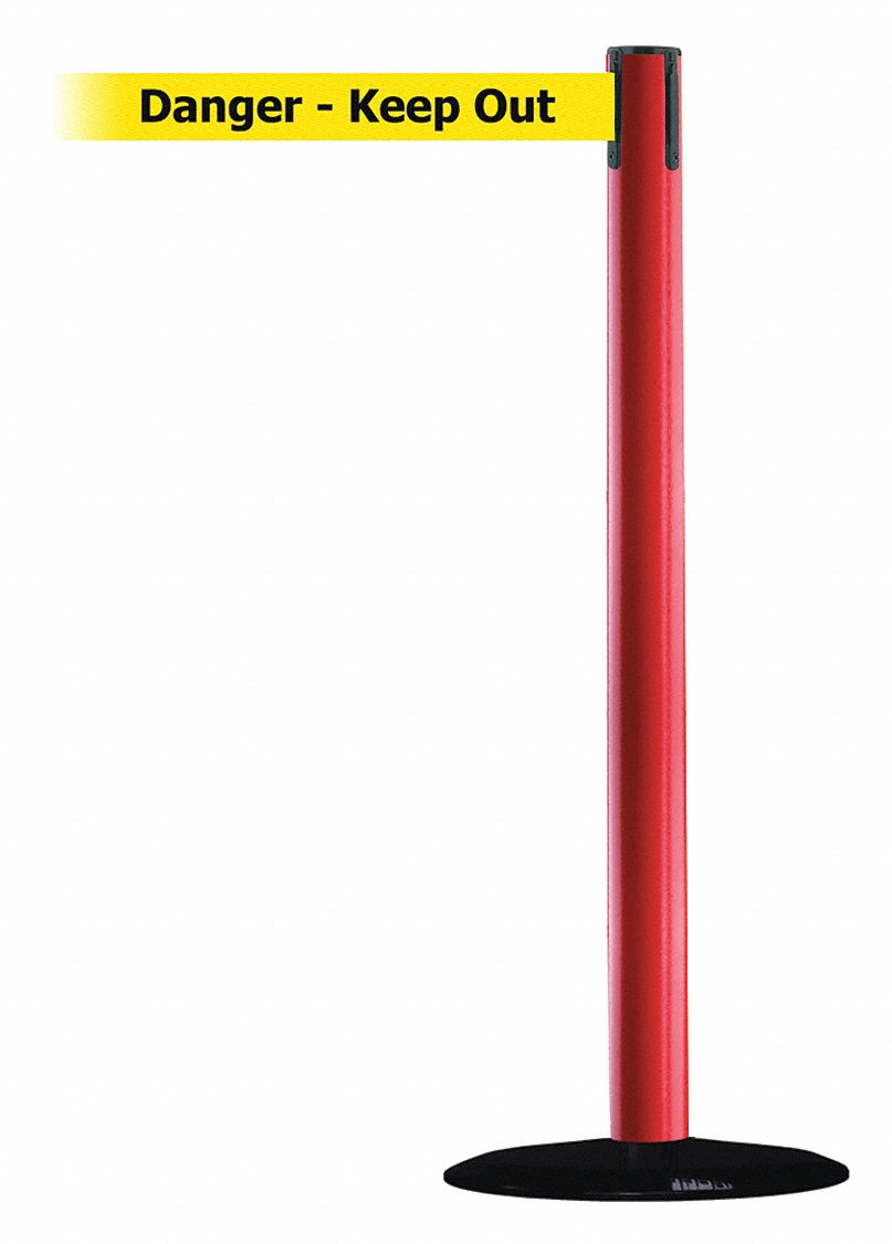TENSABARRIER, Yellow, Danger Keep Out, Barrier Post with Belt - 20YK34 ...