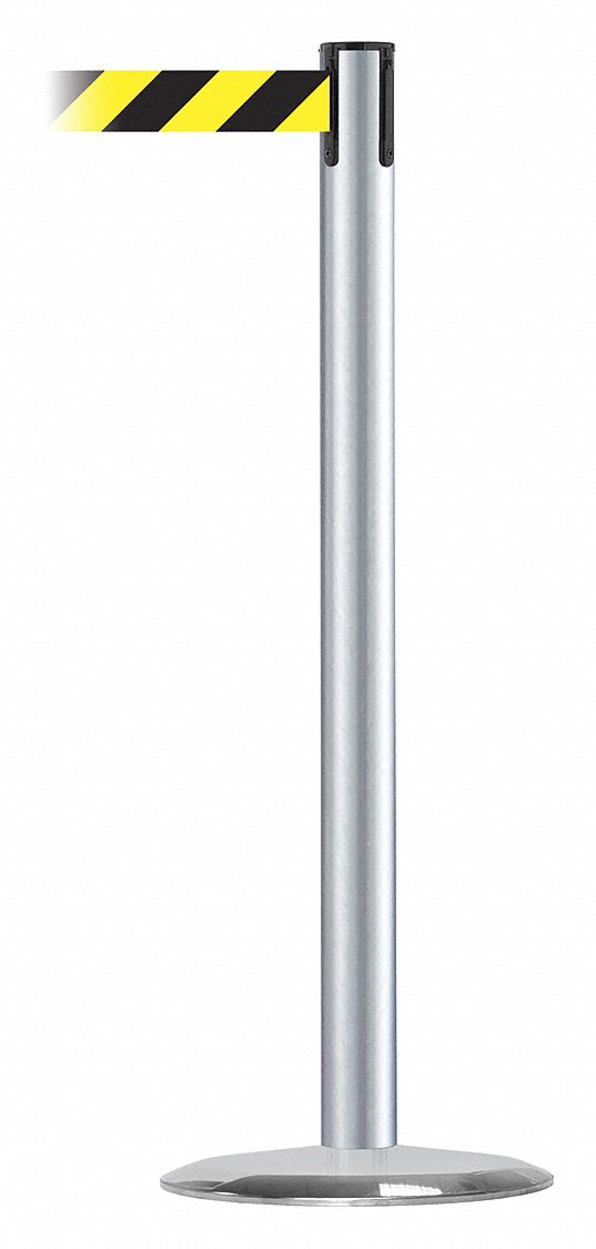 TENSABARRIER, Black/Yellow, Chevron, Barrier Post with Belt - 20YK71 ...