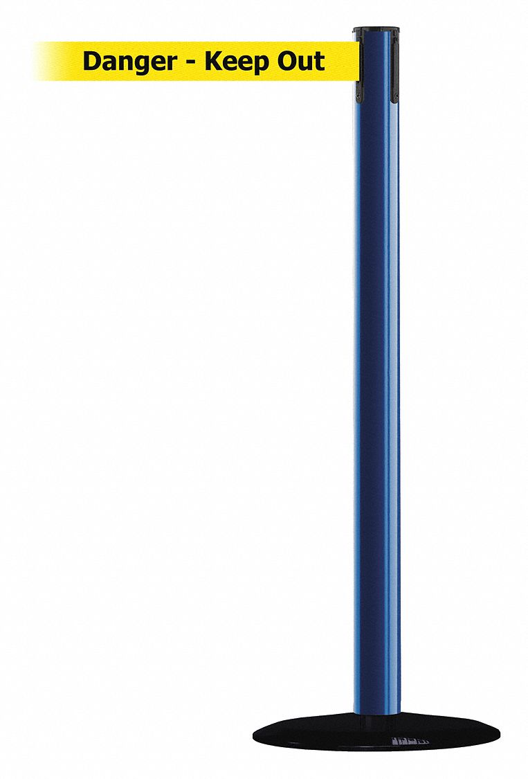 TENSABARRIER, Yellow, Danger Keep Out, Barrier Post with Belt - 20YL50 ...