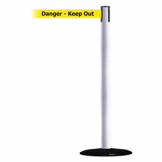 TENSABARRIER, Yellow, Danger Keep Out, Barrier Post with Belt - 20YL90 ...