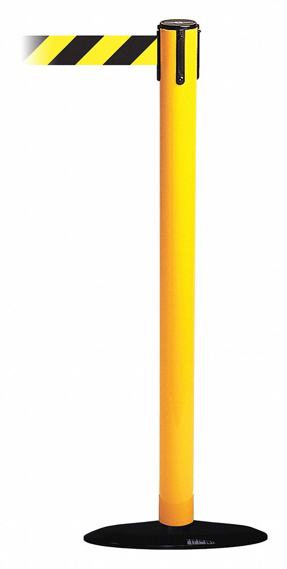 TENSABARRIER, Black/Yellow, Chevron, Barrier Post with Belt - 20YL97 ...