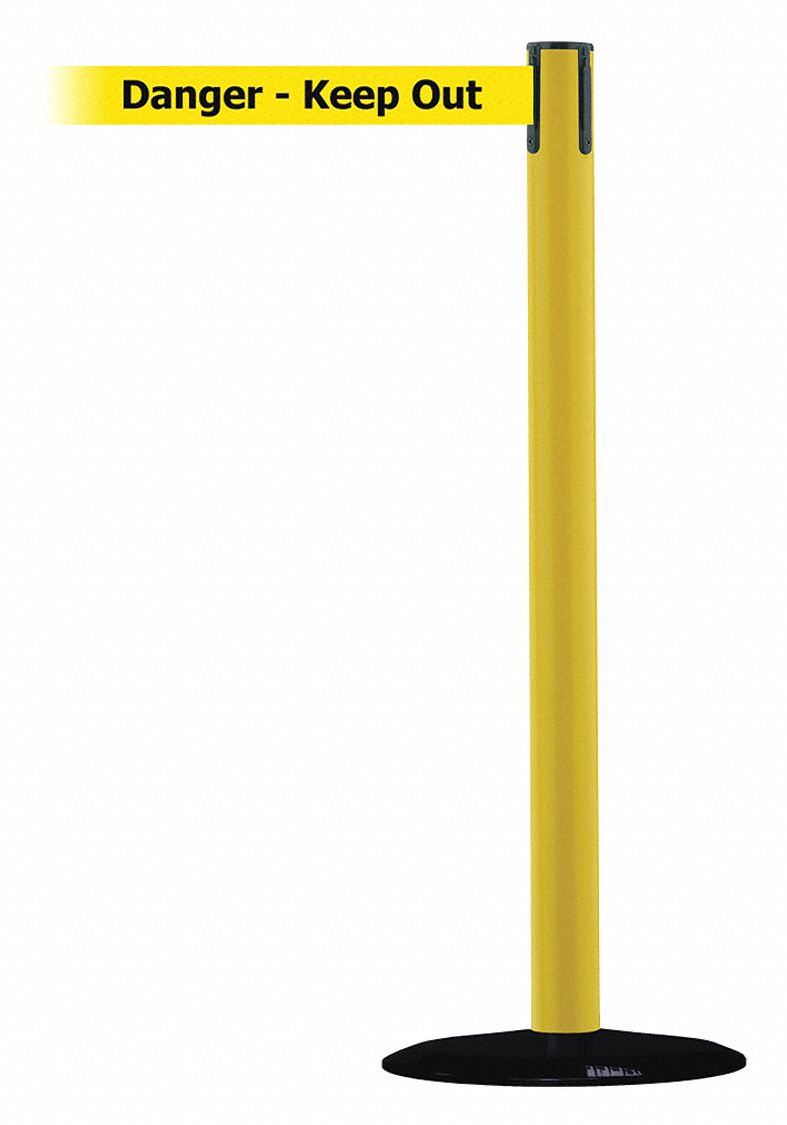 TENSABARRIER, Yellow, Danger Keep Out, Barrier Post with Belt - 20YM01 ...