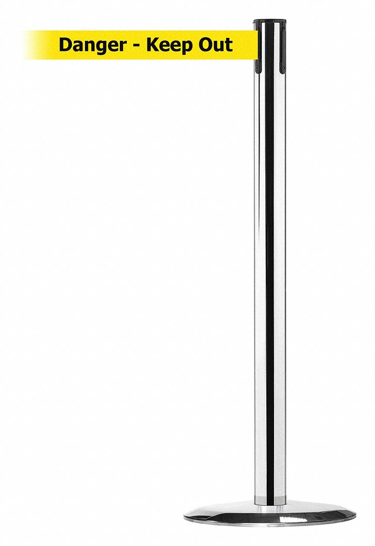 TENSABARRIER, Yellow, Danger Keep Out, Barrier Post with Belt - 20YM16 ...