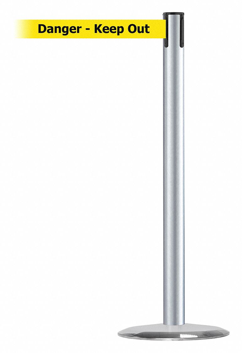 TENSABARRIER, Yellow, Danger Keep Out, Barrier Post with Belt - 20YM30 ...