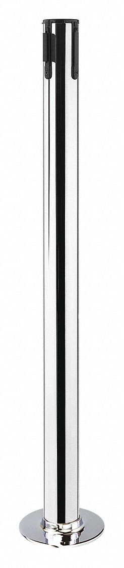 TENSABARRIER, Round Flat, 36 1/2 in Post Ht, Single Belt Receiver Post ...