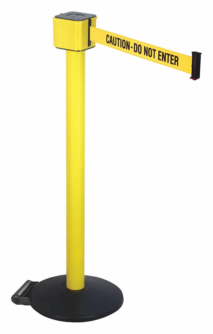 RETRACTA-BELT, Yellow, No Pattern, Barrier Post with Belt - 20YT96 ...
