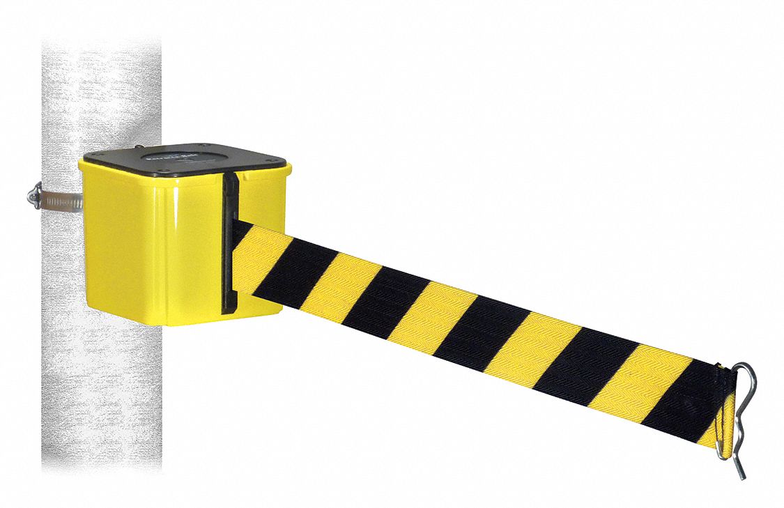 RETRACTA-BELT Warehouse Mount Retractable Belt Barrier, Black and ...