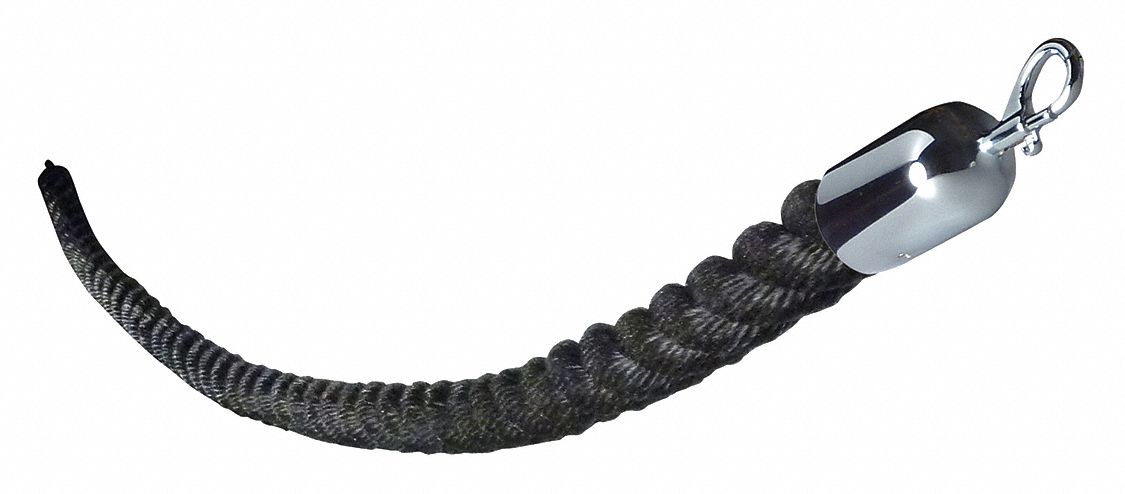VISIONTRON Barrier Rope: Black, Polished Chrome Snap End End ...