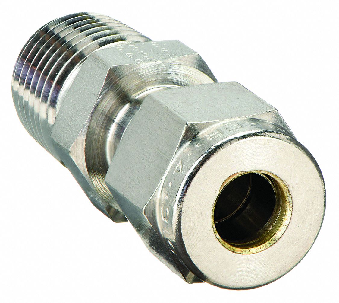 PARKER, 1/8 in OD x 1/8 in Pipe Fitting Size, Compression x MNPT ...