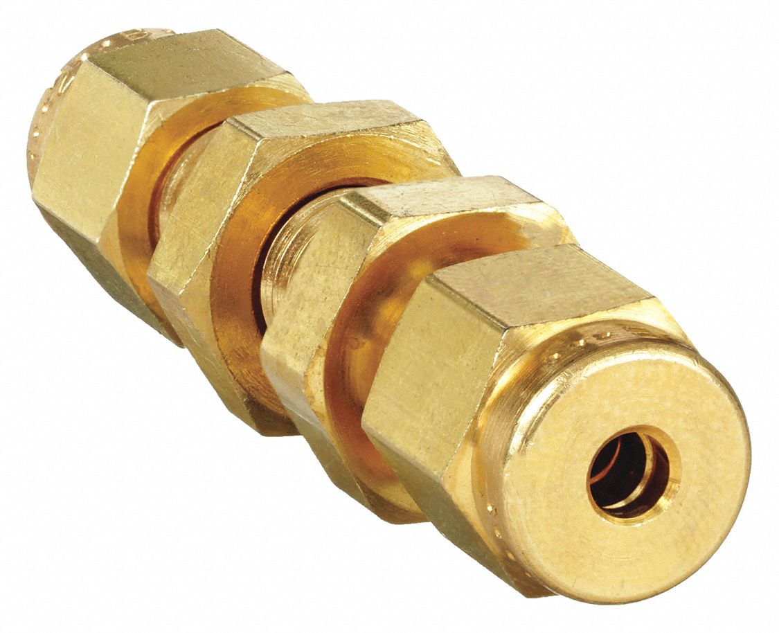 PARKER, 1/8 in OD x 1/8 in OD Size, Compression x Compression, Compression Fitting Union ...