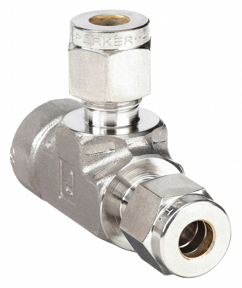 PARKER, 1/4 in OD x 1/4 in Pipe x 1/4 in OD Fitting Size, Stainless ...