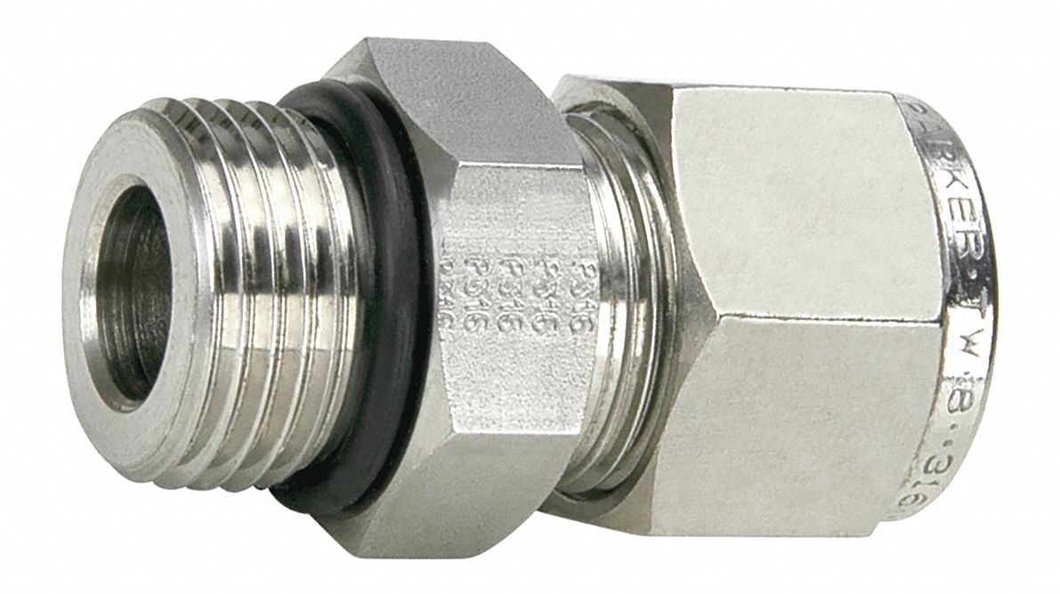 PARKER Male Straight Connector, 1/4 in Tube Size, 1/4 in Pipe Size ...