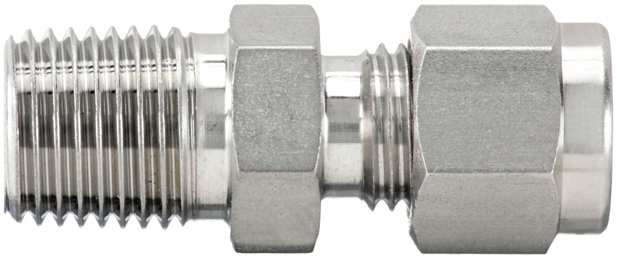 PARKER Male Connector: 316 Stainless Steel, 3/8 in x 3/8 in Fitting ...