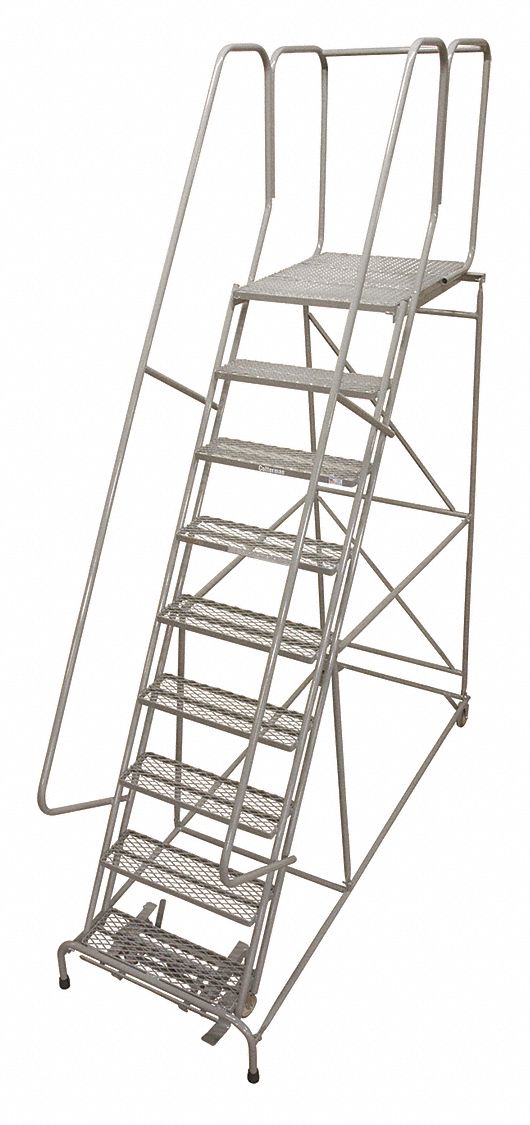 COTTERMAN 9-Step Rolling Ladder, Serrated Step Tread, 120 in Overall ...