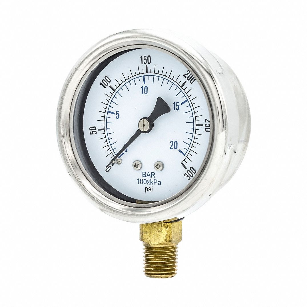 300 psi to 0 psi / Hg to 300 psi, 2 1/2 in Dial, Pressure Gauge - 859VY3|211D-254H - Grainger