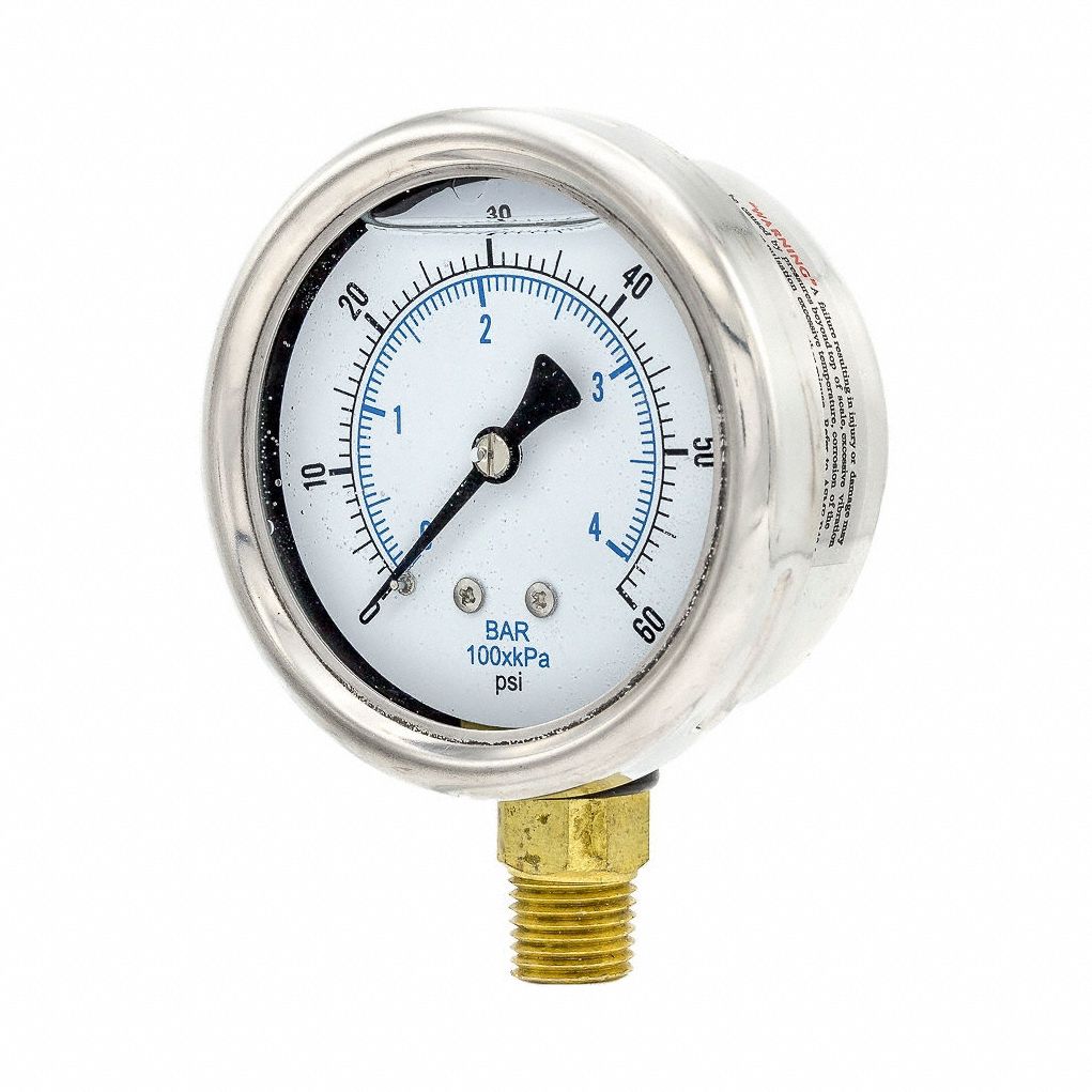 0 psi / Hg to 60 psi, 2 1/2 in Dial, Pressure Gauge - 859VY5|211L-254D ...
