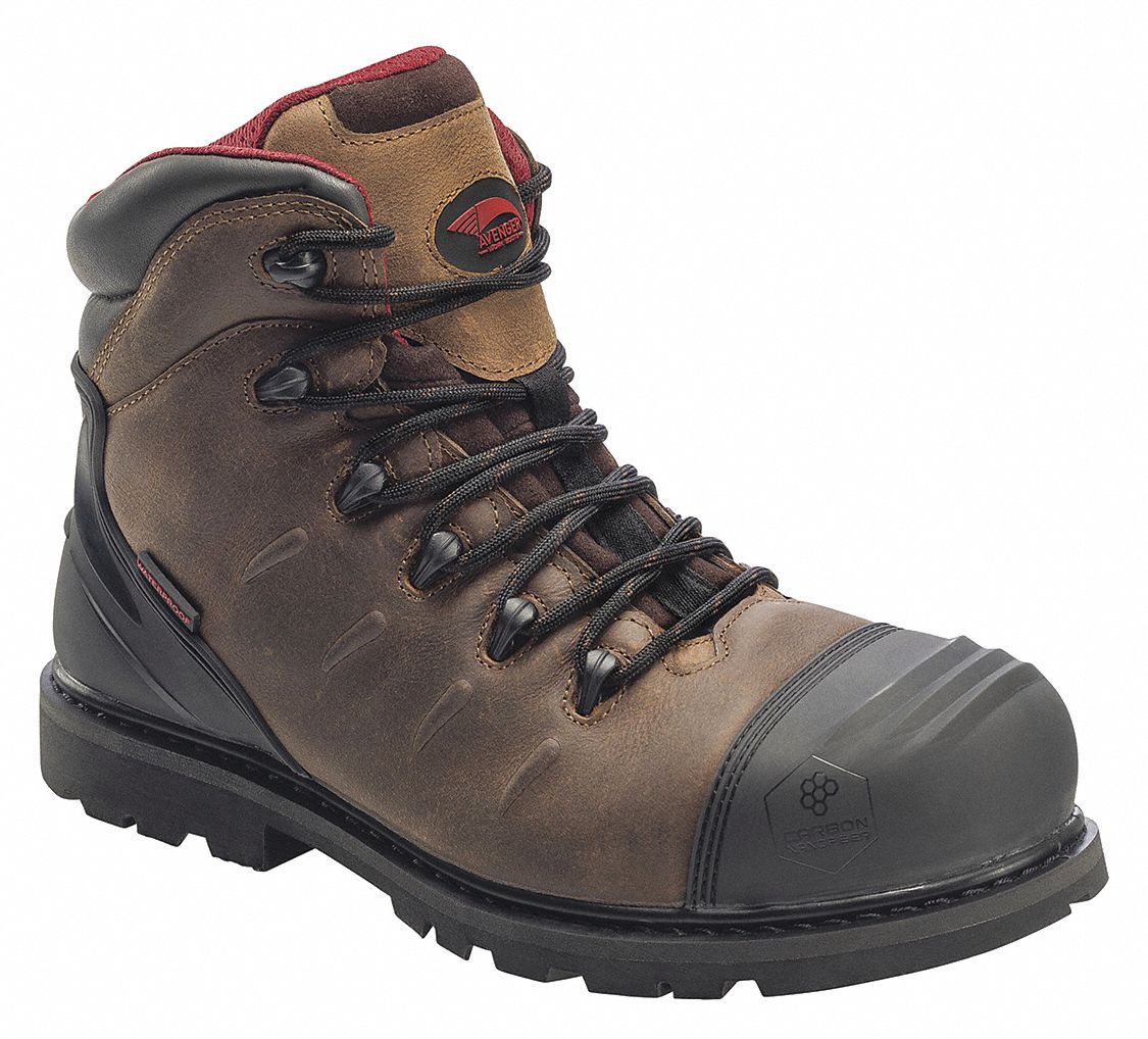 AVENGER SAFETY FOOTWEAR, 1, PR, Boot,6",BRN,FG,Leather,CT,EH,WP,10.5W ...
