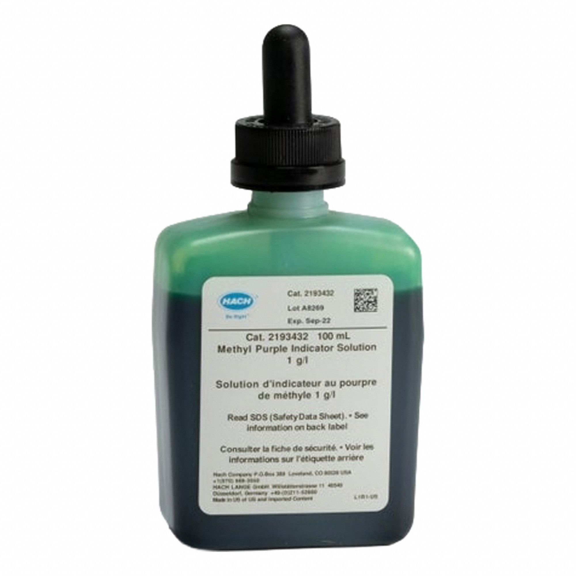 HACH, 100 mL Volume, 57-55-6, Methyl Purple Indicator Solution - 897Y31 ...