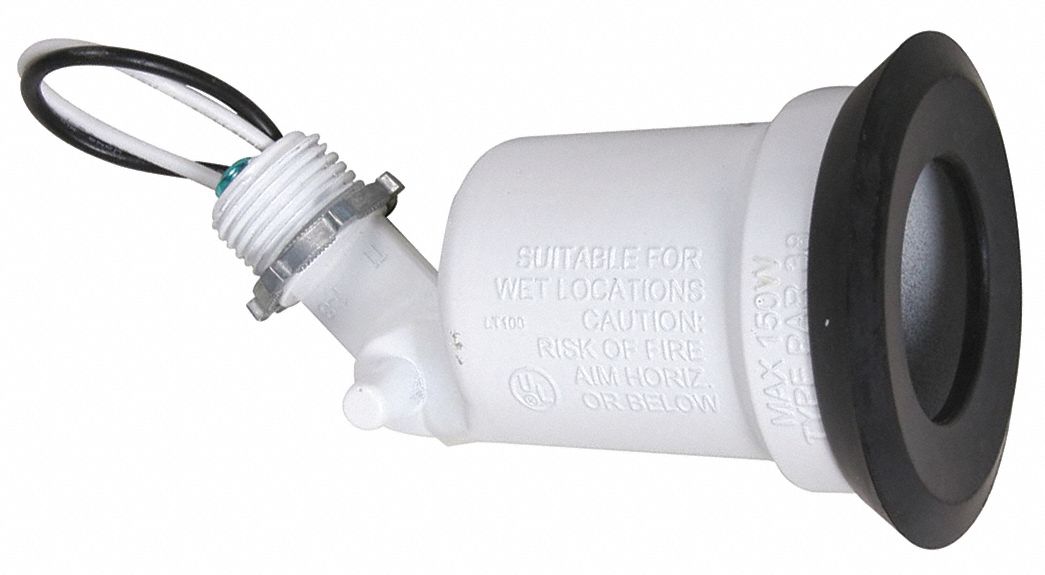 Incandescent Outdoor Lampholder, White, Die Cast Aluminum, 150W Fixture ...