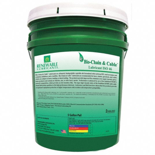 RENEWABLE LUBRICANTS, Pail, 5 gal, Chain & Wire Rope Lubricant - 21A534 ...