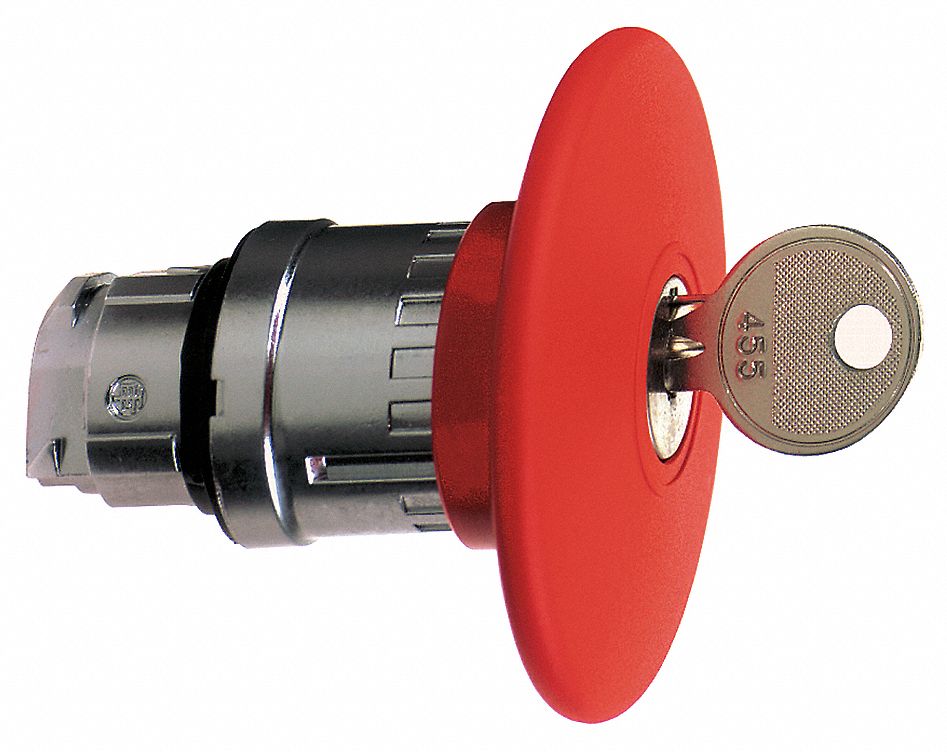 SCHNEIDER ELECTRIC, 22 mm Mounting Size, Metallic, Mushroom Head Push ...