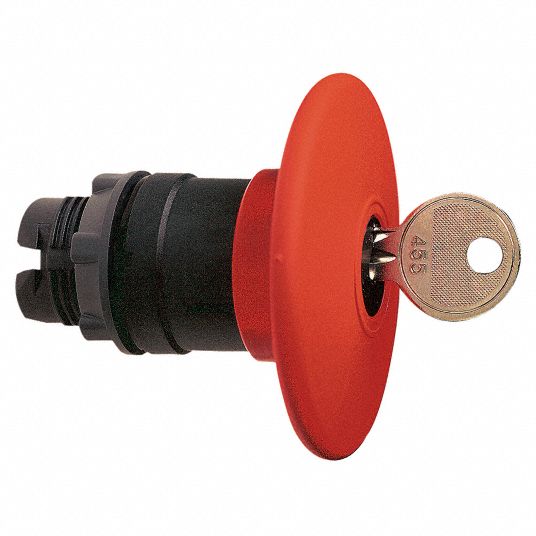 SCHNEIDER ELECTRIC, Red, 22 mm Mounting Size, Mushroom Head Push Button ...