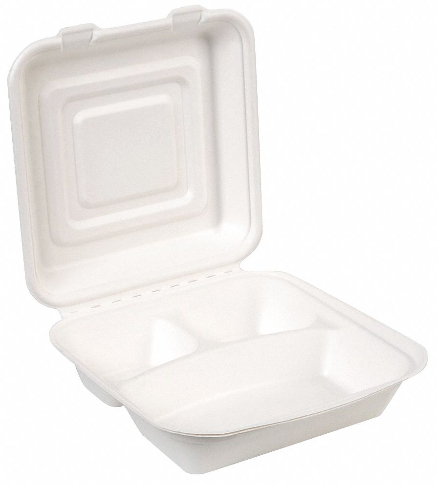 Paper Square Carry-Out Food Container, White, 250 PK - Grainger