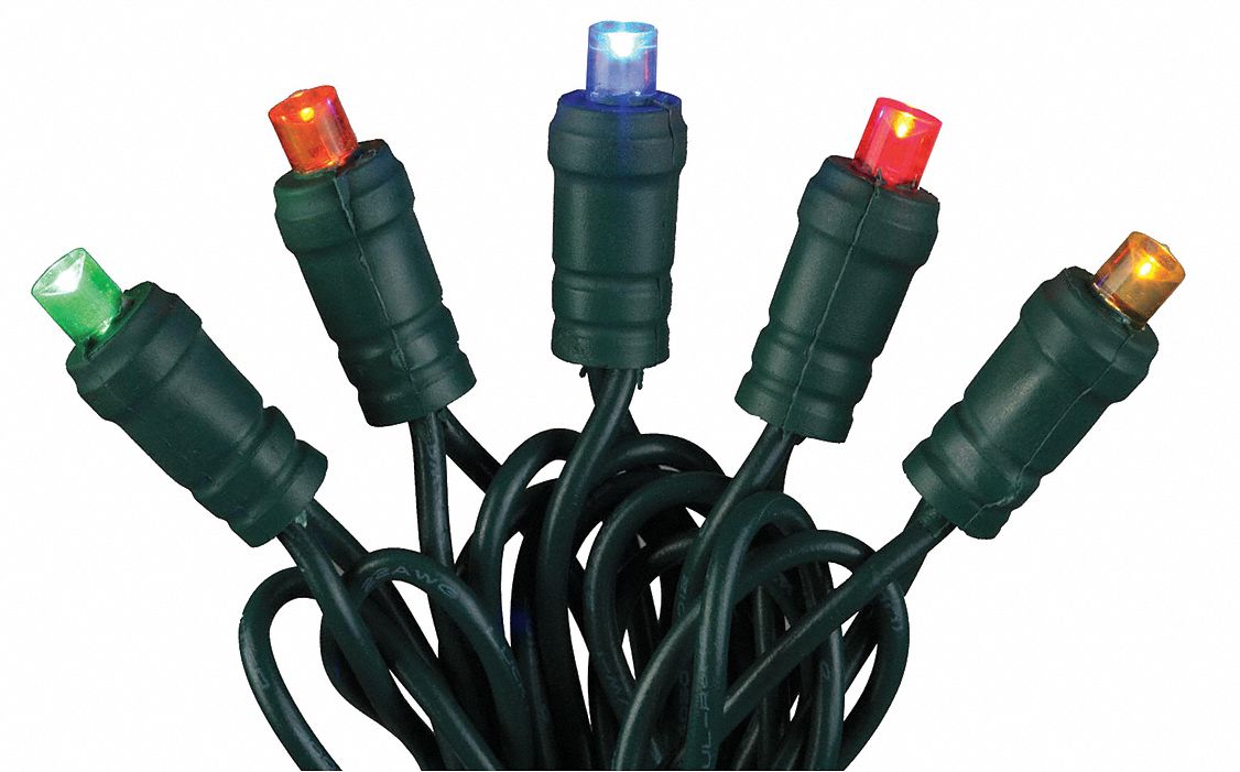 Bottom Button Shape, 23 11/16 ft Lg, LED Holiday String Lights - 21AP68 ...