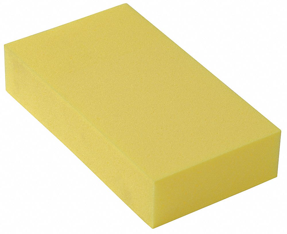 7 1/2 in x 4 1/5 in Polyester Sponge, Yellow, 24PK - Grainger