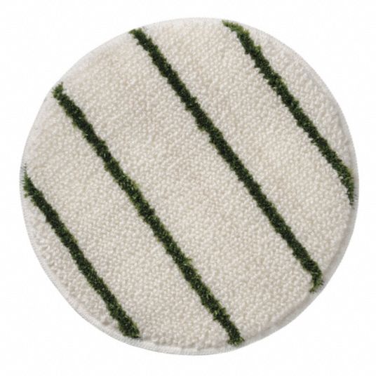 17 in Polyester/Rayon Round Carpet Bonnet, 175 rpm, White/Green, 2 PK ...