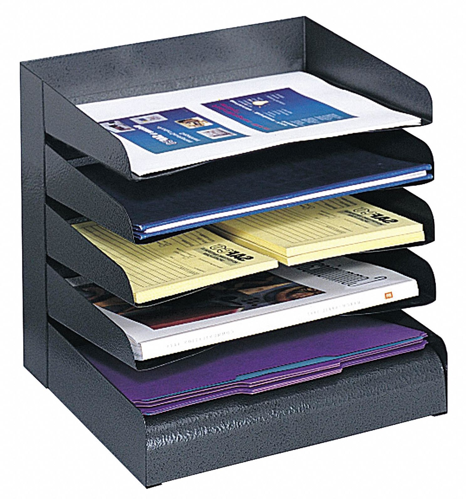 SAFCO, 5 Compartments, Steel, Desk Tray - 619U54|3127BL - Grainger