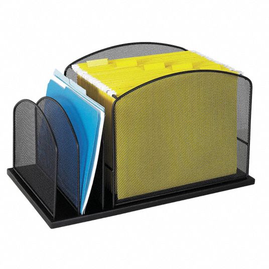SAFCO, (2) Vertical, (1) Hanging Compartments, Black, Letter Tray/File ...