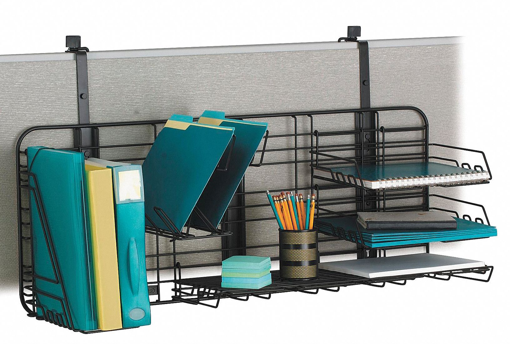 SAFCO Charcoal Partition Organizer, Steel, 15" Height, 38" Width, 15 ...